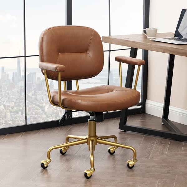 Rolling Desk Chair for Women Girls Vanity Chair with Wheels Tufted Home ...