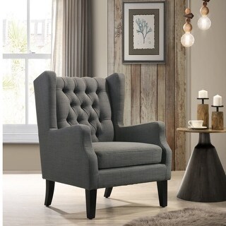 Linen Button Tufted Wingback Chair Upholstered Accent Chair - 30"Wx31 ...
