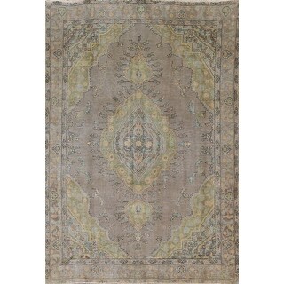 Over-dyed Gray Tabriz Persian Traditional Wool Area Rug Hand-knotted ...