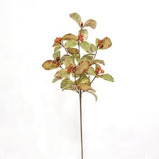 28" Wild Pod Turning Leaf Spray with Orange Berries and Flexible Brown ...