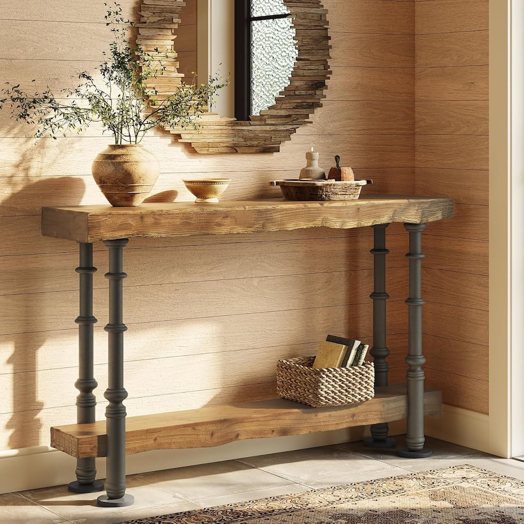 55-Inch Long Industrial Solid Wood Console Table for Entryway, Sofa ...