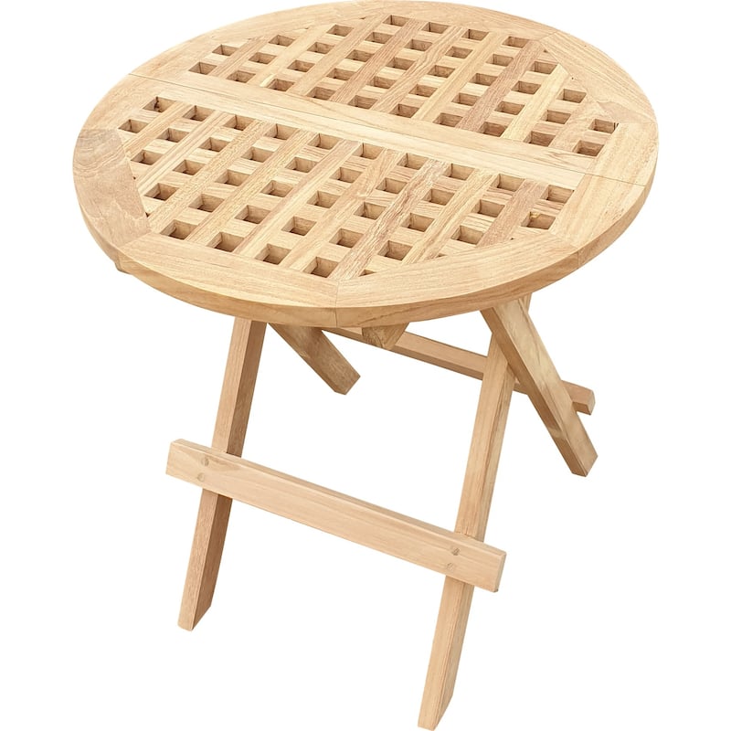 Teak Wood Havana Round Folding Bathroom Table - Overstock - 36803058