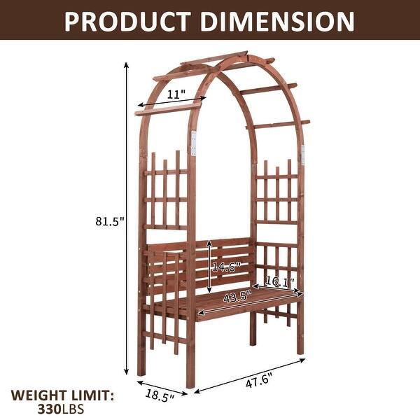 Wooden Arch with Bench for 2 People for Outdoor Garden Lawn - Bed Bath ...