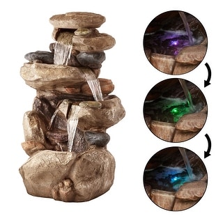 Rock Fountain w/ Color LED & Remote, 40" Tall, Brown - Bed Bath ...