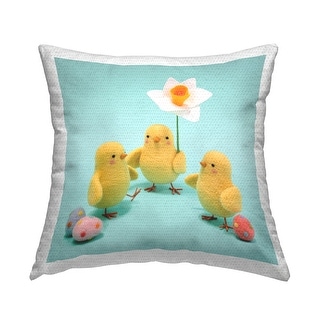 Stupell Spring Chicks With Daffodil Printed Outdoor Throw Pillow Design ...