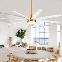 65 Inch White LED Ceiling Fan with Light Remote(8-Blade) - Bed Bath & Beyond - 36952081