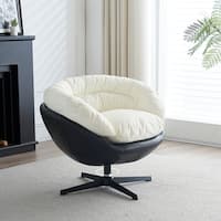 360° Swivel Modern Comfy Accent Two Tone Round Arm Chairs Swivel Chair ...
