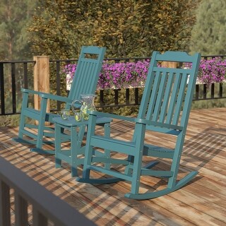 Set of 2 Winston All-Weather Poly Resin Rocking Chairs with Accent Side ...