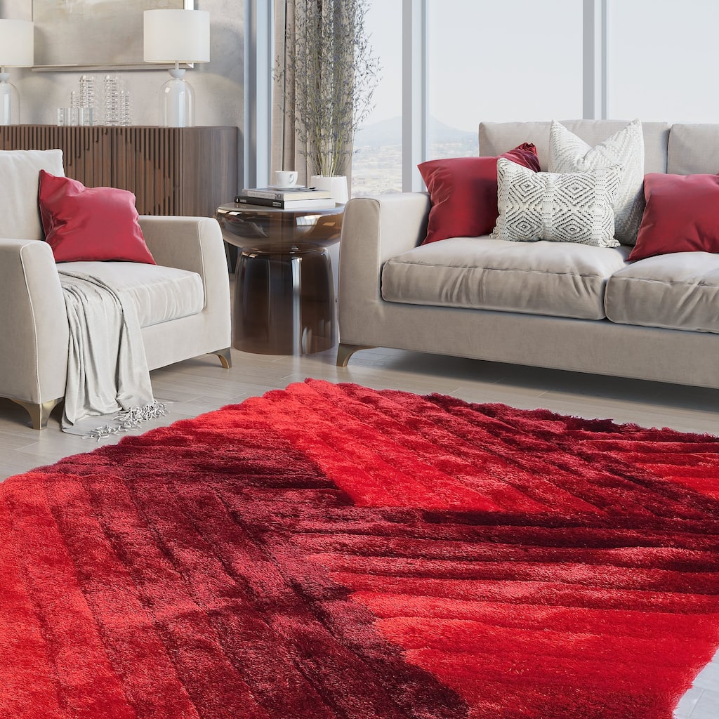 red abstract rug