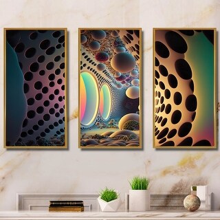 Designart "In Between Dimensions" Modern Geometric Framed Canvas Wall ...