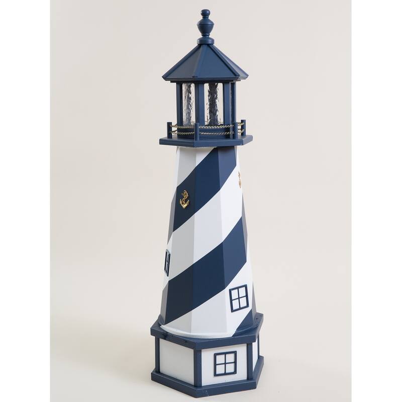 Deluxe Hybrid Poly and Wood Lighthouse with Solar Light - Overstock ...