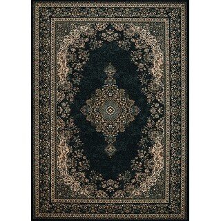 Dream Decor Rugs Parish Classic Medallion Black Wool Area Rug - Bed ...