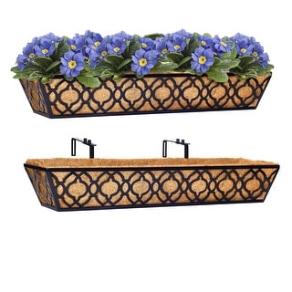 30 inch Window Planter Box 2Pcs Iron Window Deck Railing Planter with ...