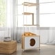 Corner Cat Tower, Cat Tree with Scratching Post, Cat Condo with Feeding ...