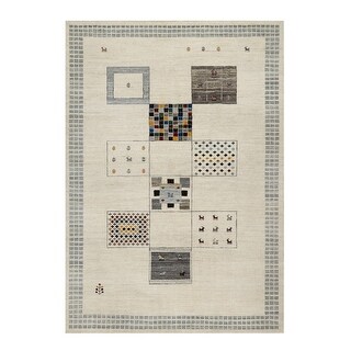 Shahbanu Rugs Rice White Hand Knotted Lori Buft Gabbeh with Small ...