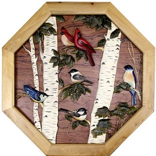Birds Hand Crafted Intarsia Wood Art Wall Hanging 26 X 26 X 2 Inches ...