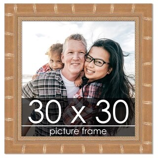 30x30 Bamboo Gold Complete Wood Square Picture Frame with UV Acrylic ...