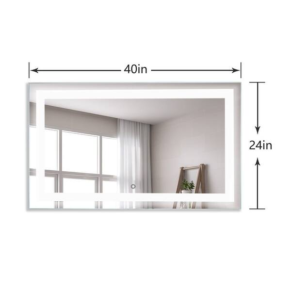 AscendM1s 40in W X 24in H Bathroom Vanity Mirror With Led Light Front ...
