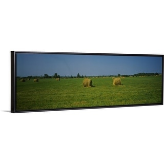 "Hay bales on a field, Michigan" Black Float Frame Canvas Art - Bed ...