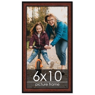 6x10 Traditional Mahogany Complete Wood Picture Frame with UV Acrylic ...