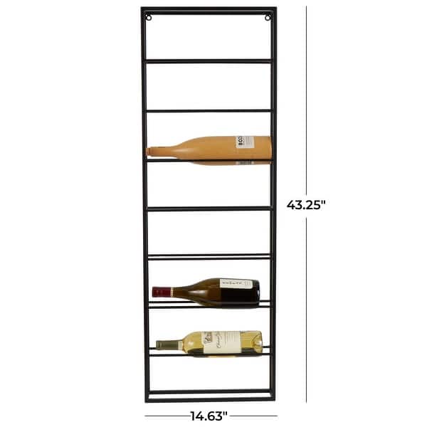 Black Metal Minimalistic 8 Bottle Wall Wine Rack with Open Style Frame ...
