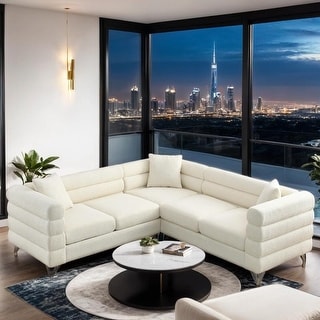 5-Seater 81.5-Inch Corner Sofas with 3 Cushions, Beige - Bed Bath ...