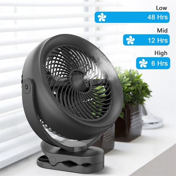 10000mAh Battery Operated Misting Fan with Clip 3 Speeds Fan - Bed Bath ...