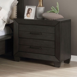 Noga Transitional Grey Solid Wood 2-Drawer Nightstand with USB Port by ...