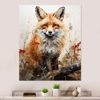 Designart "Fox Wilderness Observer" Animals Fox Metal Large Print - Bed ...