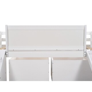 White Twin size Low Loft Bed Wooden Bed with 2 Storage Boxes - Bed Bath ...
