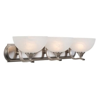 Point 3-Light Glass Vanity Light in Nickel - 25" x 6" - Bed Bath ...