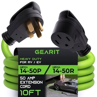 50-Amp Extension Cord for RV, EV (10 ft) 4-Prong 250-Volt, NEMA 14-50P ...