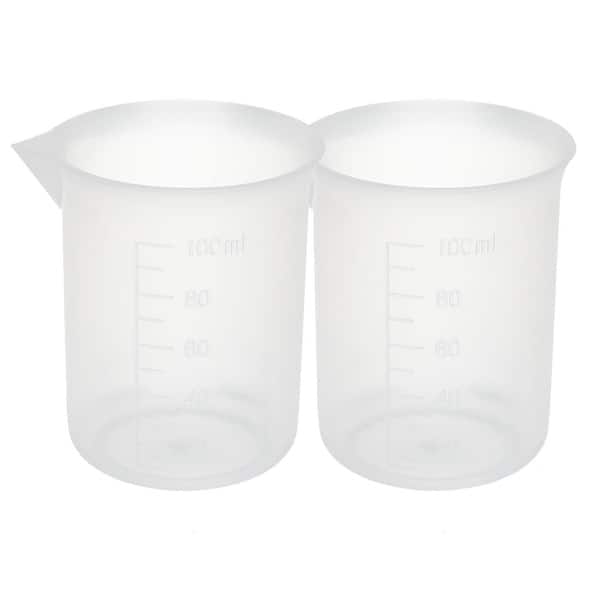 2 Pcs 100mL Plastic Science Experiment Measuring Graduated Beaker Cup 6 ...