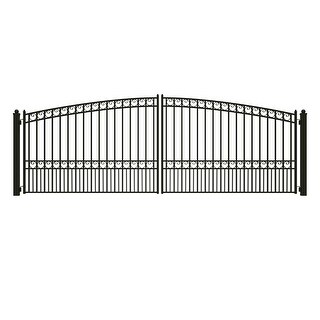 ALEKO Paris Style Steel Dual Swing Driveway Gate 18' Black - 18 ft x 6 ...