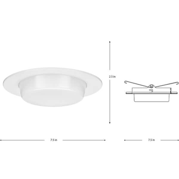 6 in. Satin White Recessed Drop Lensed Shower Trim with Frosted Glass ...