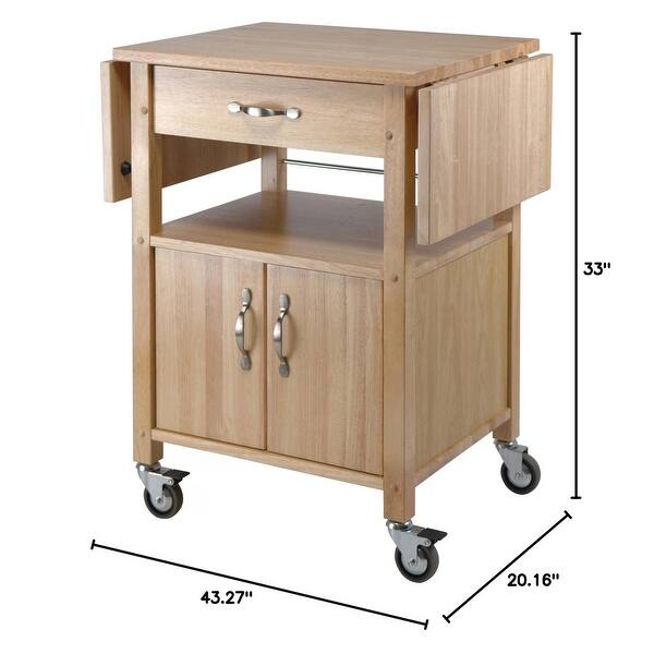Wood Drop-Leaf Kitchen Cart on Wheels with Storage for Dinning Room ...