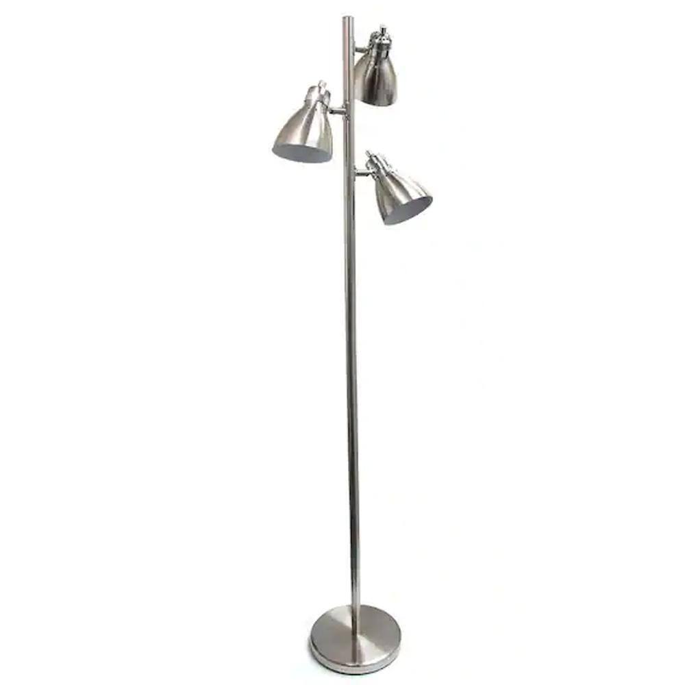 Metal 3-Light Tree Brushed Nickel Floor Lamp - 10" x 64" - Bed Bath ...