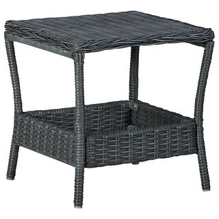 Garden Table Dark Gray 17.7"x17.7"x18.3" Poly Rattan Outdoor Table ...