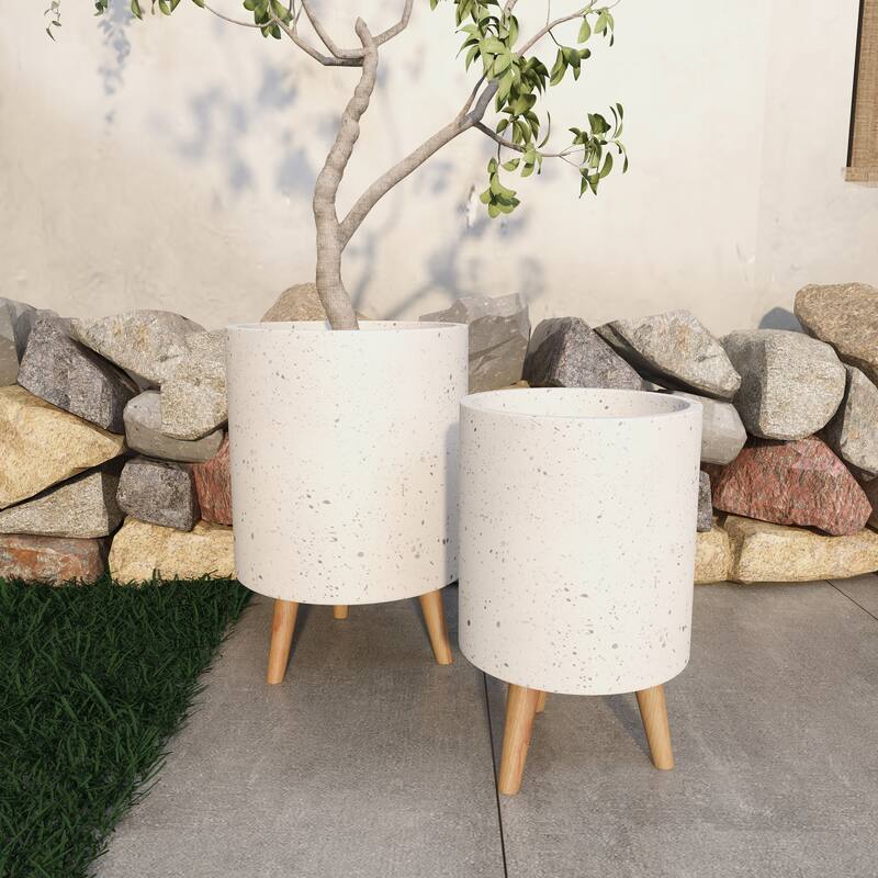 MgO Contemporary Planter (Set of 2) - 10 x 10 x 15Round - Overstock ...