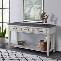 Farmhouse 3 Drawer Sofa Console Table White and Grey - 54 x 84 - Bed ...