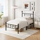 46 Inch Metal Platform Bed Frame with Victorian Vintage Headboard and ...