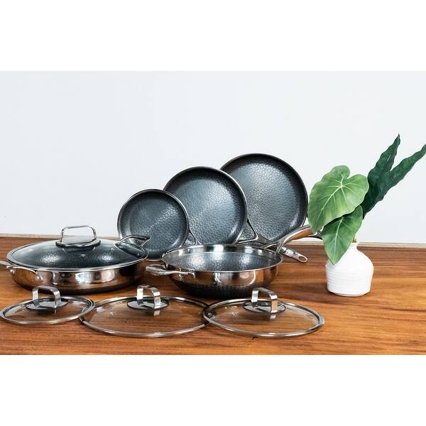 DiamondClad by Livwell 9pc Hybrid Nonstick Frying Pan Set with Wok and ...