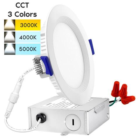 Luxrite 4 Inch LED Recessed Light with J-Box, Color Temperature ...