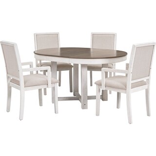 5-Piece Dining Table Set, Extendable Butterfly Leaf Wood Dining Table ...