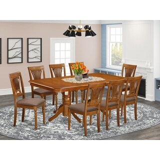 East West Furniture 9 Piece Kitchen Table Set- a Rectangle Dining Table ...
