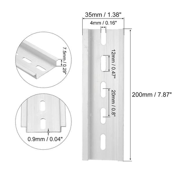 5 Pcs DIN Rail Slotted Aluminum Mounting Guide Silver Tone 200mmx35mmx7 ...