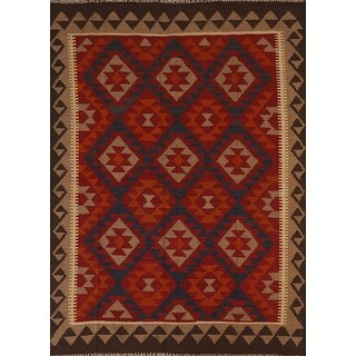 Tribal Kilim Oriental Wool Area Rug Flat-woven Geometric Carpet - 4'10 ...