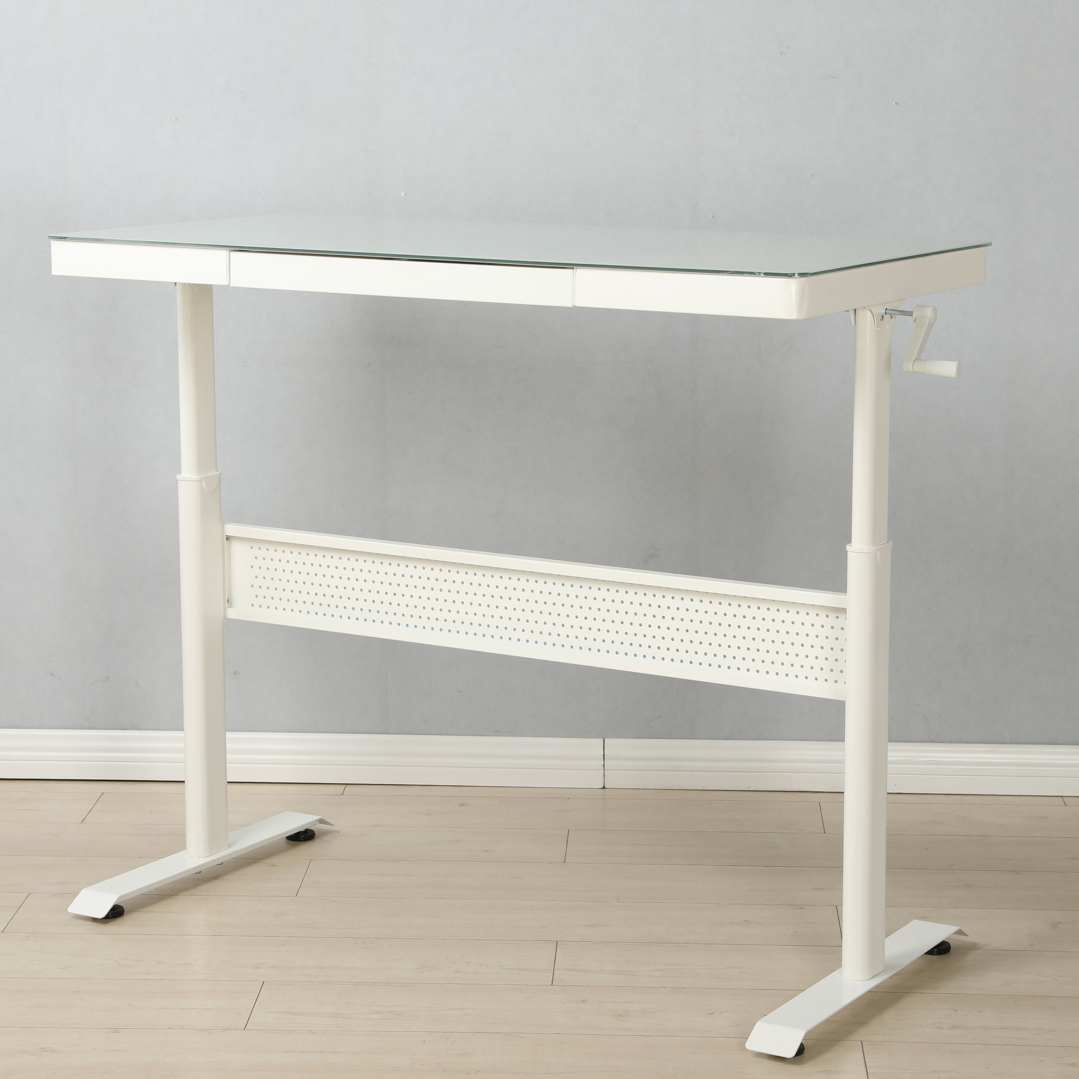 Tempered Glass Standing Desk with Drawer Adjustable Height Stand up Desk Bed Bath Beyond 39894735