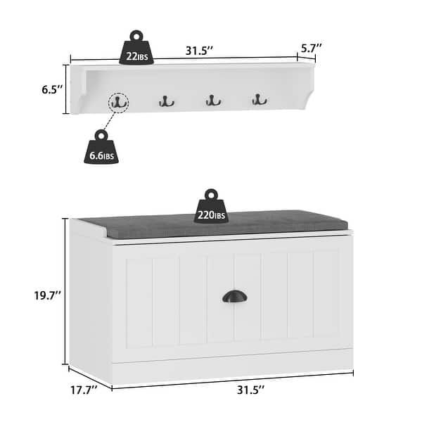 Combo Entryway Hall Trees Storage Bench Closet Organizer Clothes Rack ...