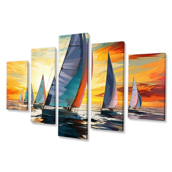 Designart "Sailboat Bold Regatta" Sailing Boat Multipanel Wall Art ...